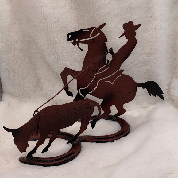 Diamond Supply Co. | Art | Western Art Metal Cowboy Roping A Steerbull ...